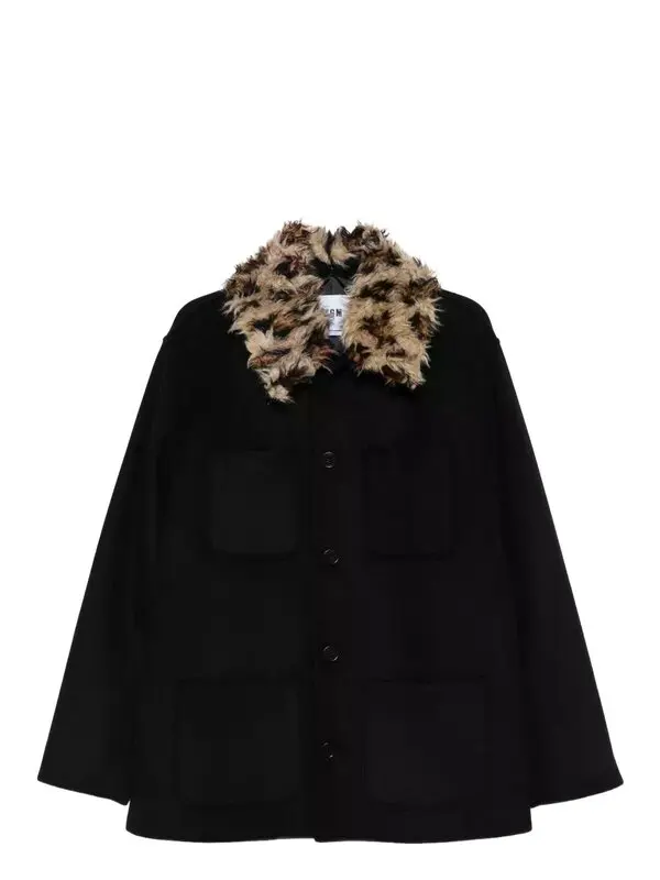 MSGM Faux-fur Collar Jacket - Black