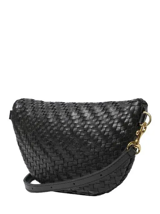 Clare V. Petite Woven Leather Belt Bag - Black