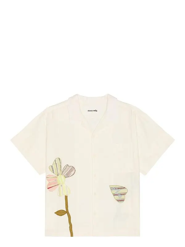 STORY MFG. Greetings Shirt In White - Ecru Pansy