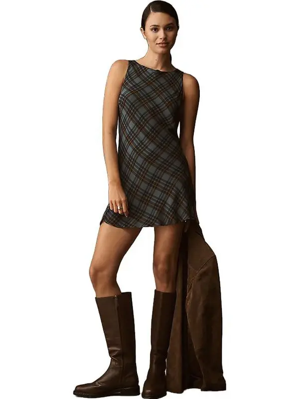 REFORMATION Dale Mini Dress - Slate Plaid