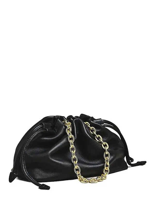 Studio Amelia Alexandra Leather Petite Drawstring Clutch - Black