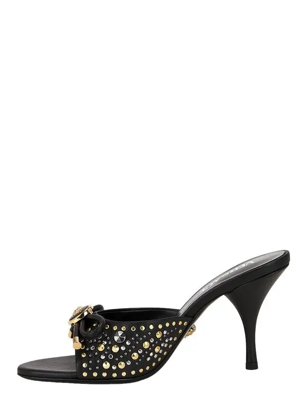 Versace Mule Sandal - Black, Versace Gold, & Palladium