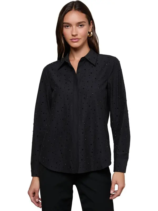 L'Agence Ellery Crystal Shirt - Black/crystal