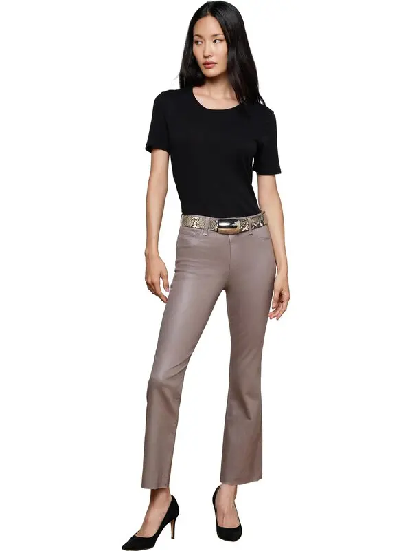 L'Agence Kendra Coated Cropped Flare Jeans - Driftwood Coated
