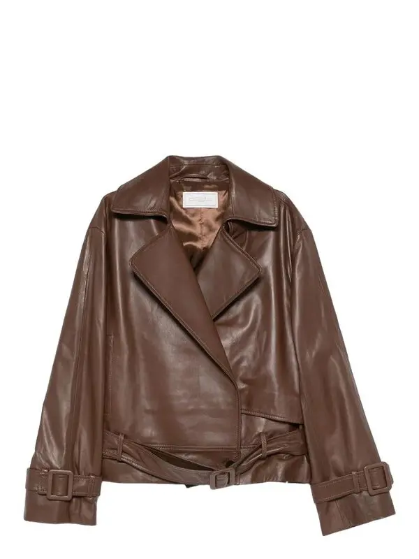 Antonelli Firenze Double-breasted Jacket With Belted Waist - Brown