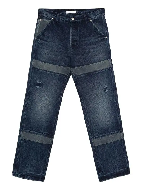 WALES BONNER Panelled Distressed Denim - Blue