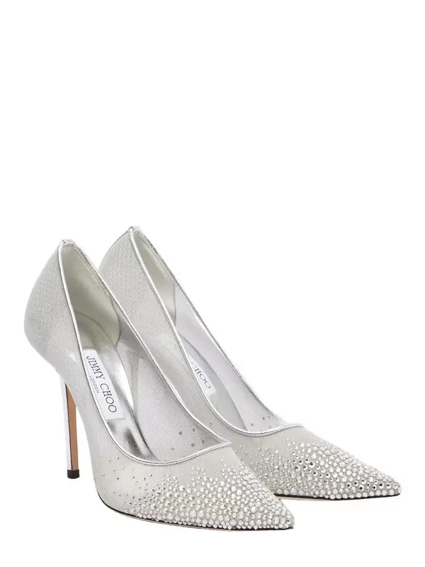 JIMMY CHOO Love 100 Crystal-embellished Pumps - Silver