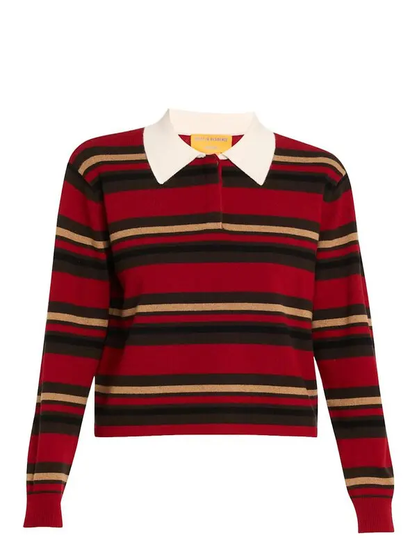 Guest In Residence Cashmere Striped Rugby Sweater - Ruby Combo