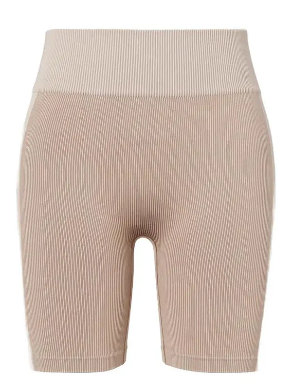 Loewe X On Ribbed-knit Striped Biker Shorts - Beige