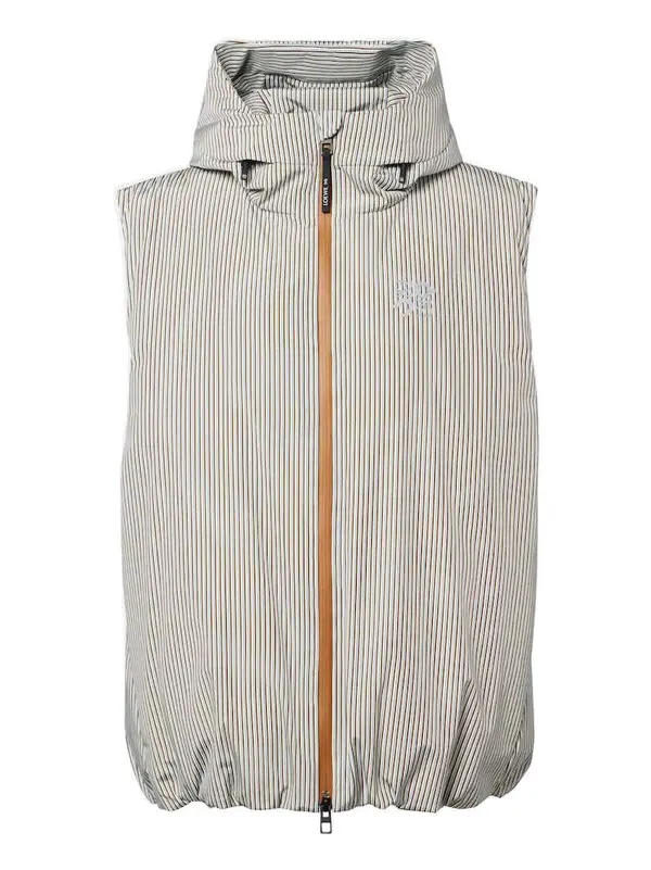 Loewe Hooded Striped Puffer Vest - Blue