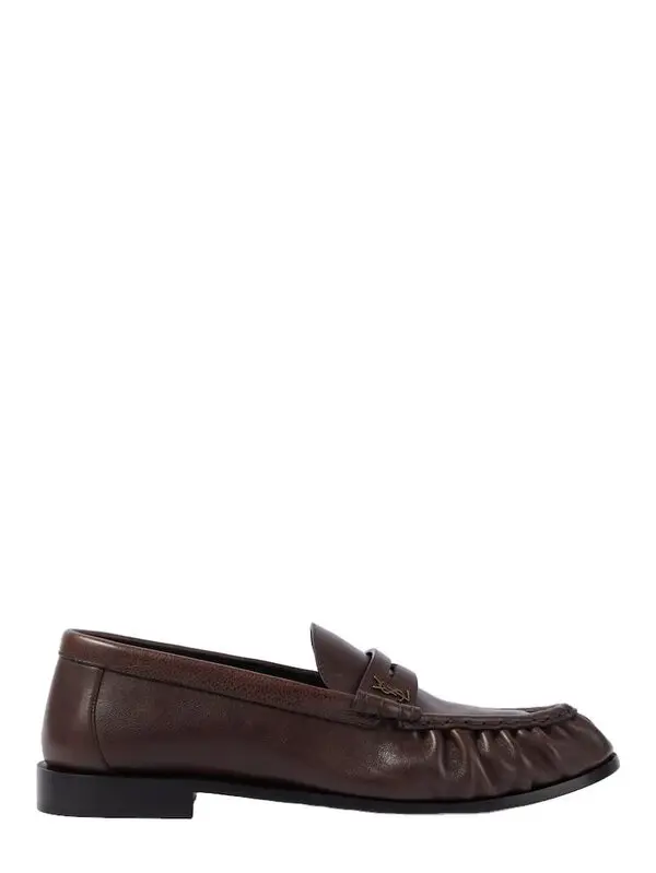 Saint Laurent Le Loafer Supple Leather Penny Loafers - Brown