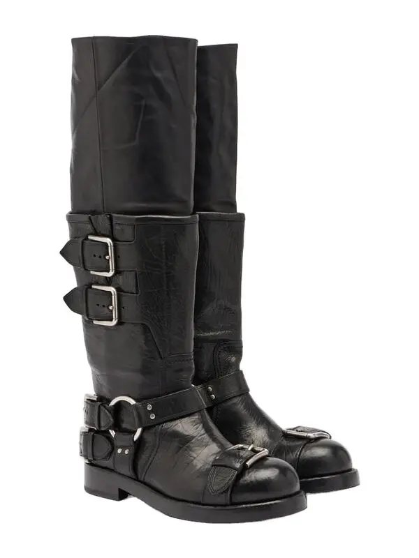 Dolce & Gabbana Leather Knee-high Boots - Black
