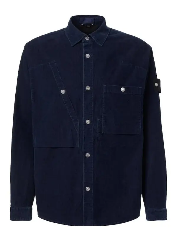 Stone Island Compass Cotton-blend Corduroy Overshirt - Blue