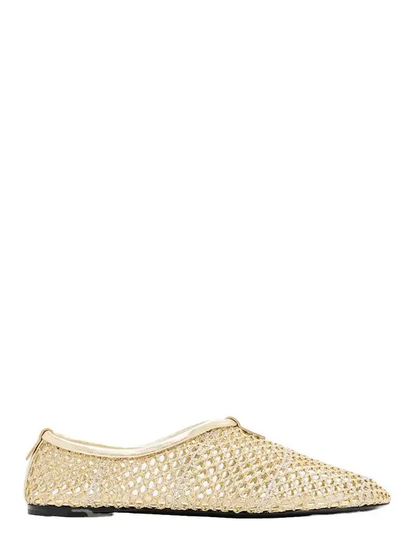 Loro Piana Floaty Metallic Fishnet Ballerina Flats - Gold/silver