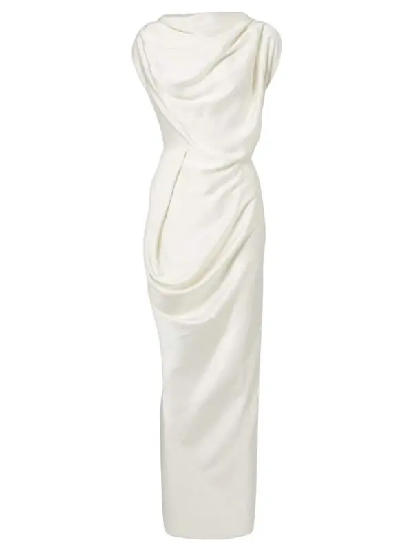 VIVIENNE WESTWOOD Long Fond Draped Satin Gown - White