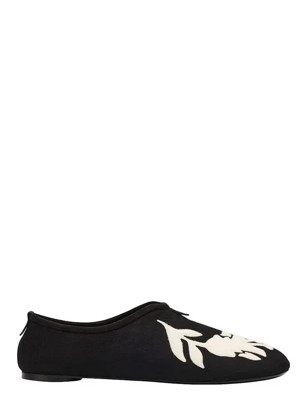 Loro Piana Floaty Cashmere Ballerina Flats - Black