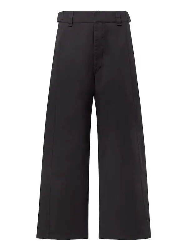 LEMAIRE High-rise Wide-leg Cotton Twill Pants - Grey