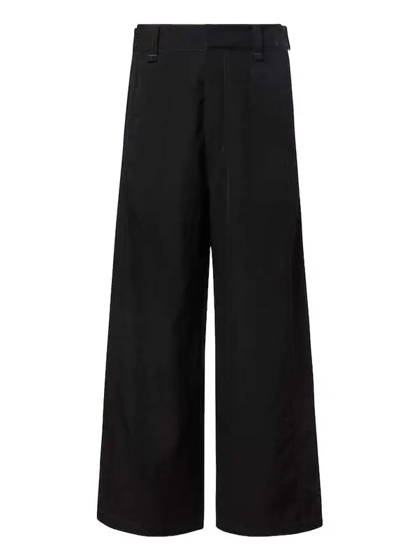 LEMAIRE Mid-rise Wide-leg Wool Twill Pants - Black