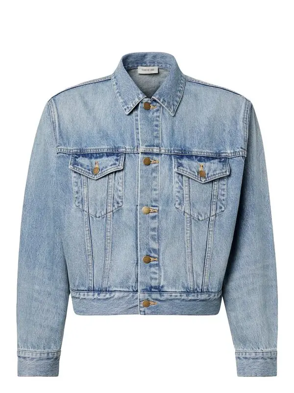 Fear Of God Trucker Cropped Denim Jacket - Blue