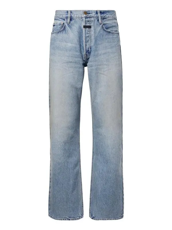 Fear Of God Faded Mid-rise Straight Jeans - Blue