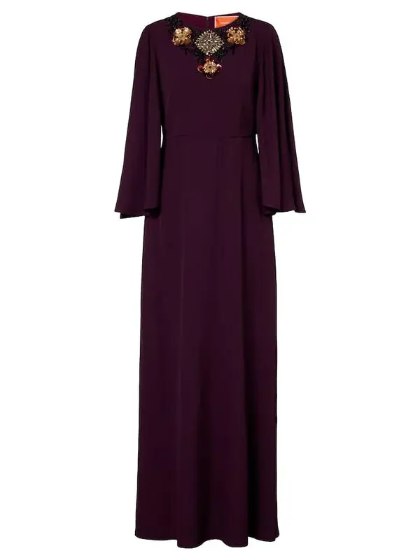 La DoubleJ Sorella Embroidered Maxi Dress - Burgundy