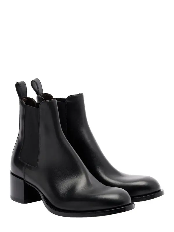 THE ROW Nobilis Chelsea Leather Ankle Boots - Black