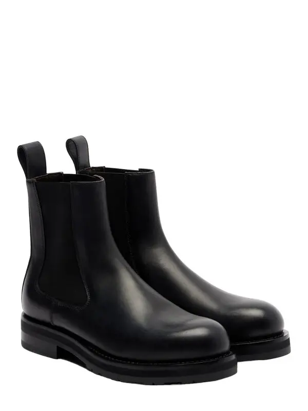 THE ROW Leather Chelsea Boots - Black