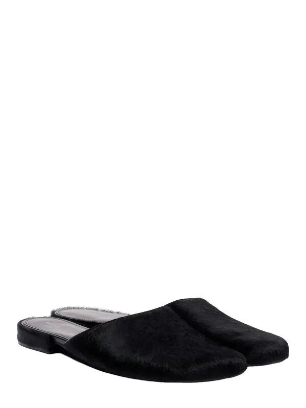 THE ROW Penelope Calf Hair Mules - Black
