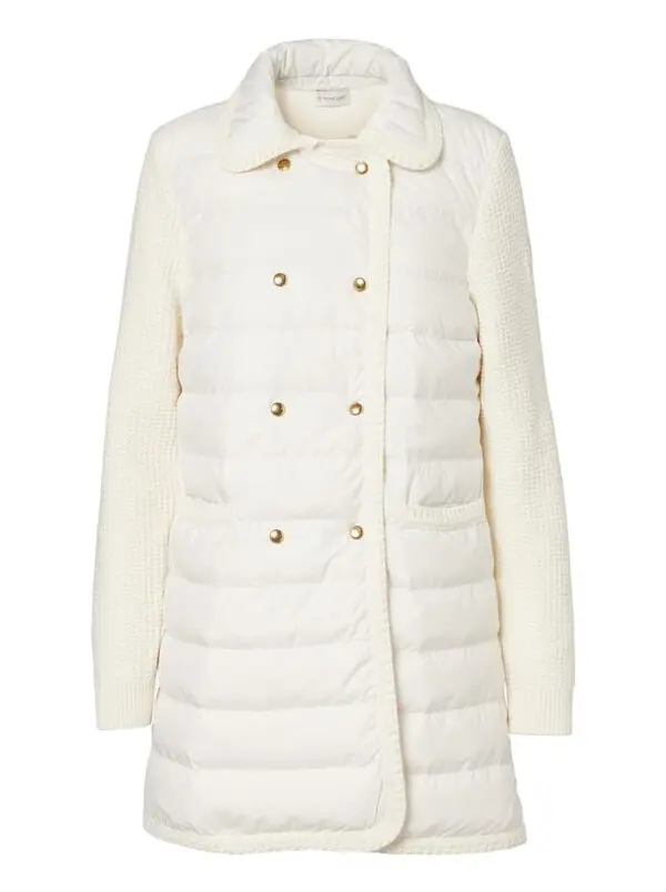 Moncler Down-paneled Wool And Cashmere Cardigan - White