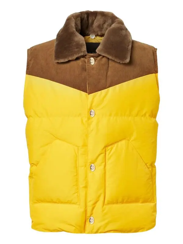 WALES BONNER Brixton Corduroy-trimmed Puffer Gilet - Yellow