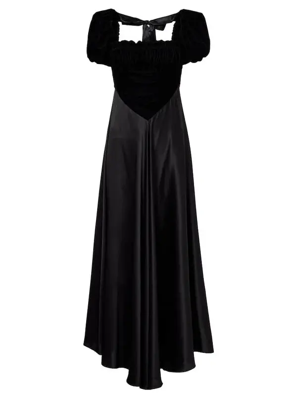 RODARTE Velvet And Silk Satin Maxi Dress - Black