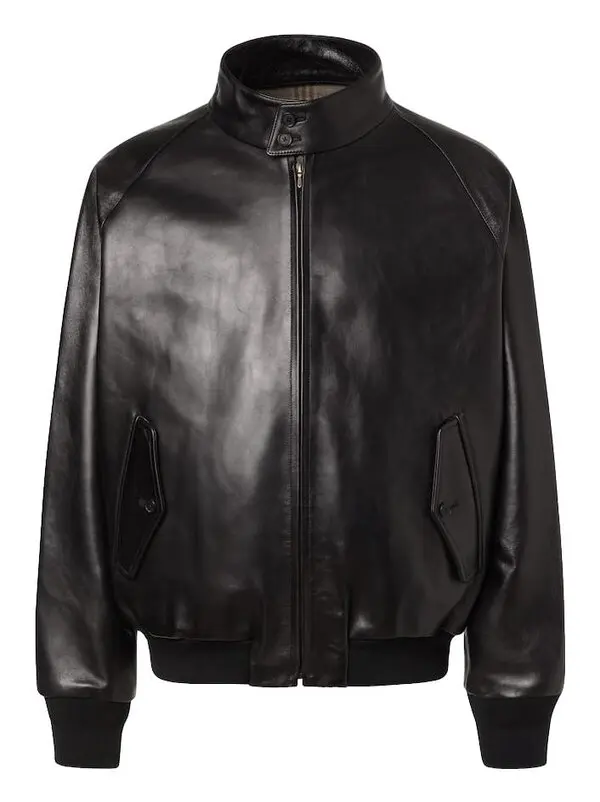 A.PRESSE Leather Bomber Jacket - Black