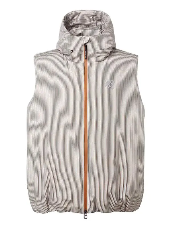 Loewe Striped Technical Puffer Vest - Beige