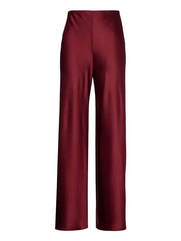 LESET Barb High-rise Satin Pants - Burgundy