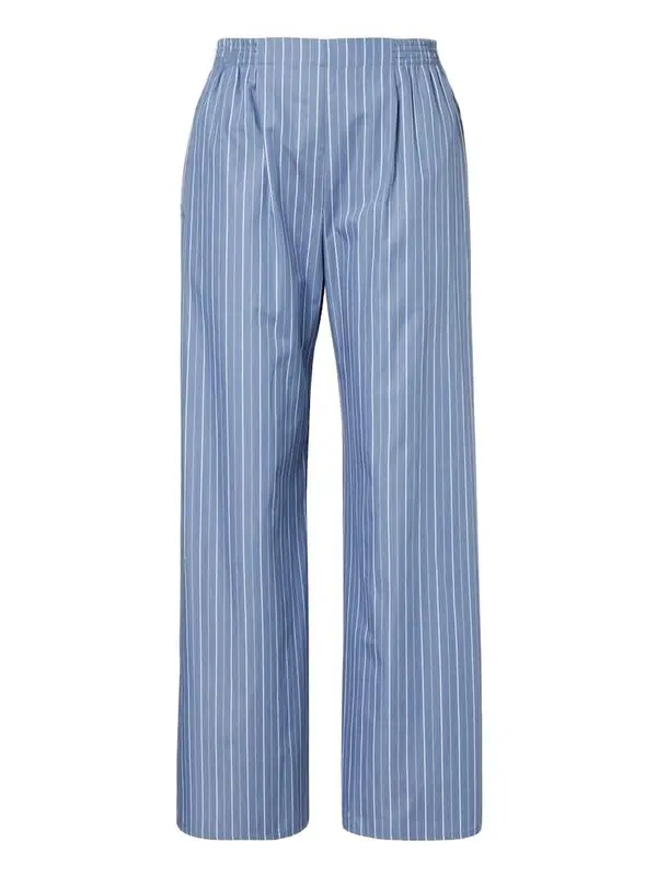 LESET Yoshi Cotton-blend Twill Wide-leg Pants - Blue