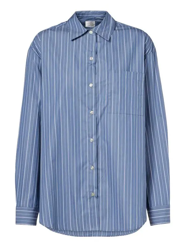 LESET Yoshi Striped Cotton-blend Twill Shirt - Blue