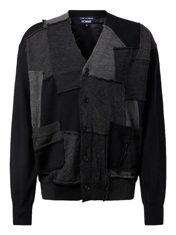 Comme Des Garçons Patchwork Wool Cardigan - Black
