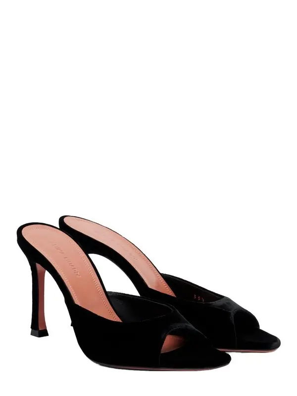 Amina Muaddi Alexa 95 Velvet Mules - Black