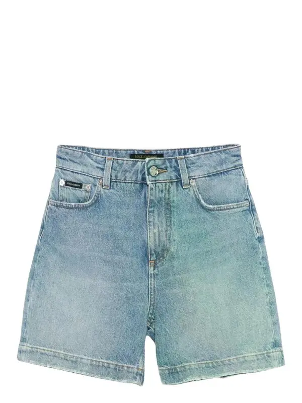 Dolce & Gabbana Logo-plaque Denim Shorts - Blue