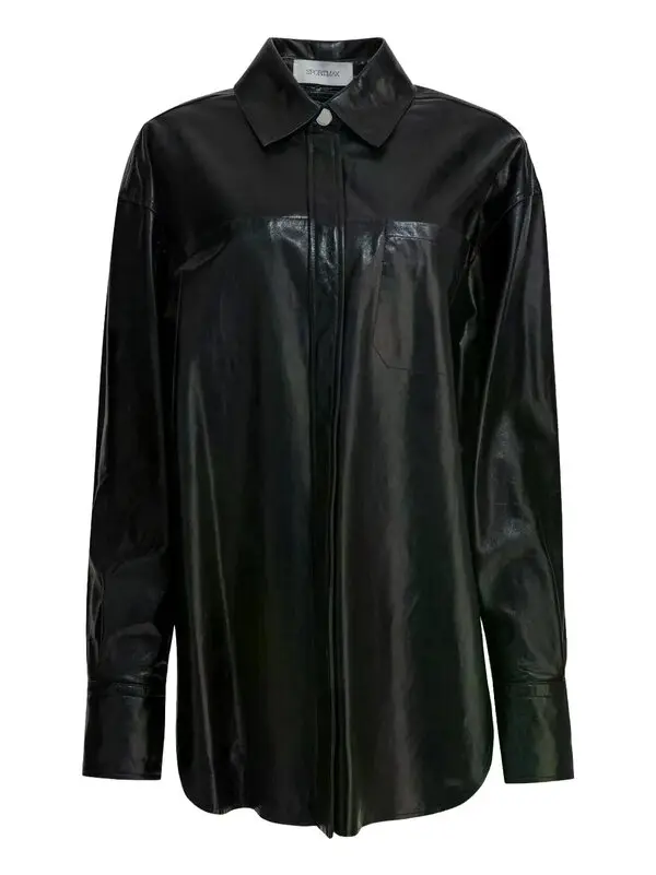 Max Mara Chest-pocket Leather Jacket - Black