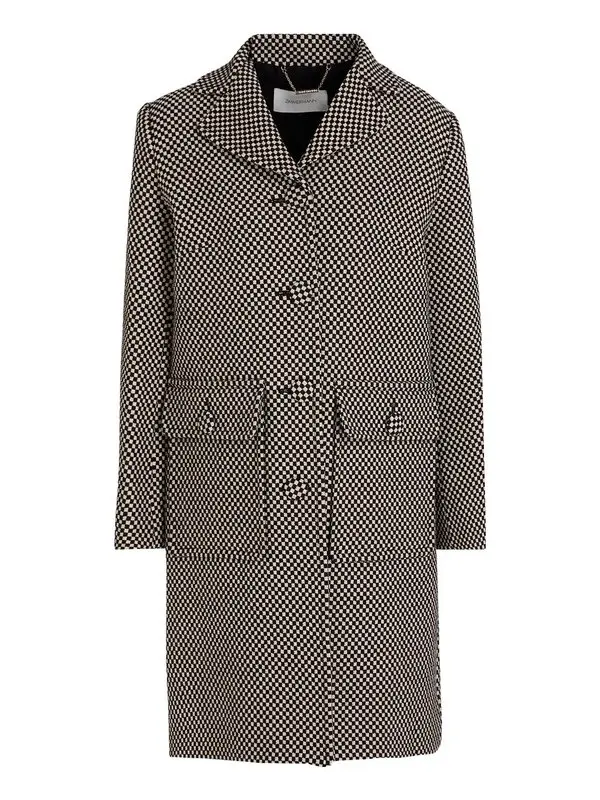 Zimmermann Checked Cotton-blend Tweed Coat - Black