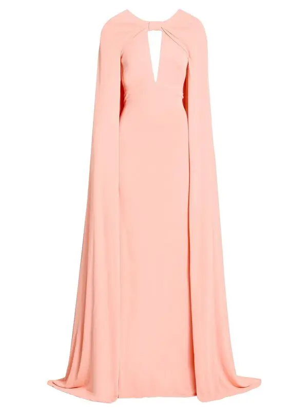 Monique Lhuillier Cape-effect Crepe Gown - Peach