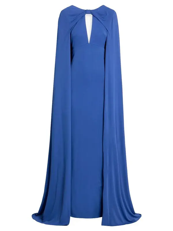 Monique Lhuillier Cape-effect Crepe Gown - Royal Blue