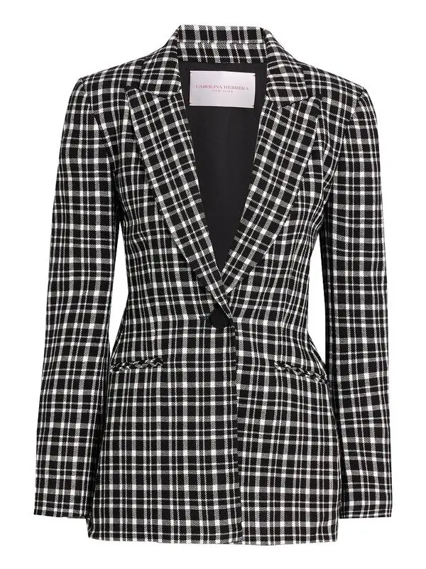 Carolina Herrera Checked Tweed Blazer - Black