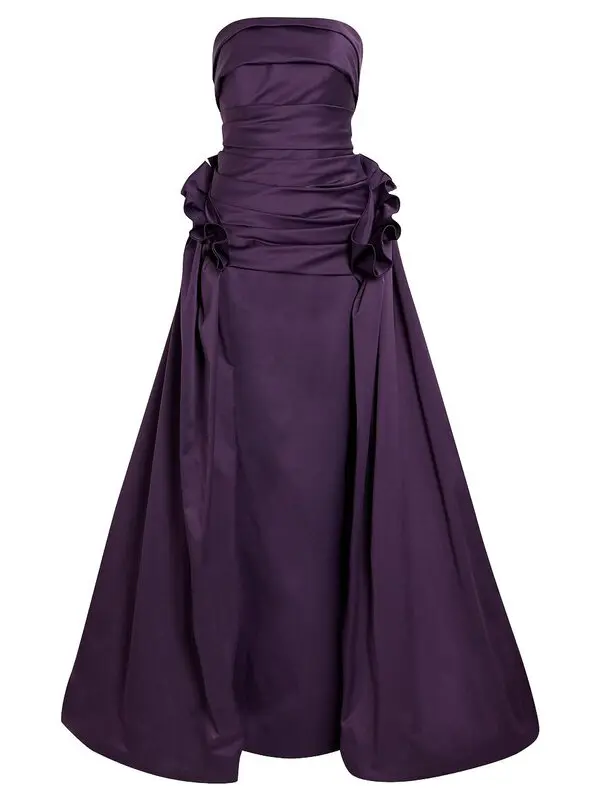 Carolina Herrera Strapless Ruffled Duchess-satin Gown - Dark Purple
