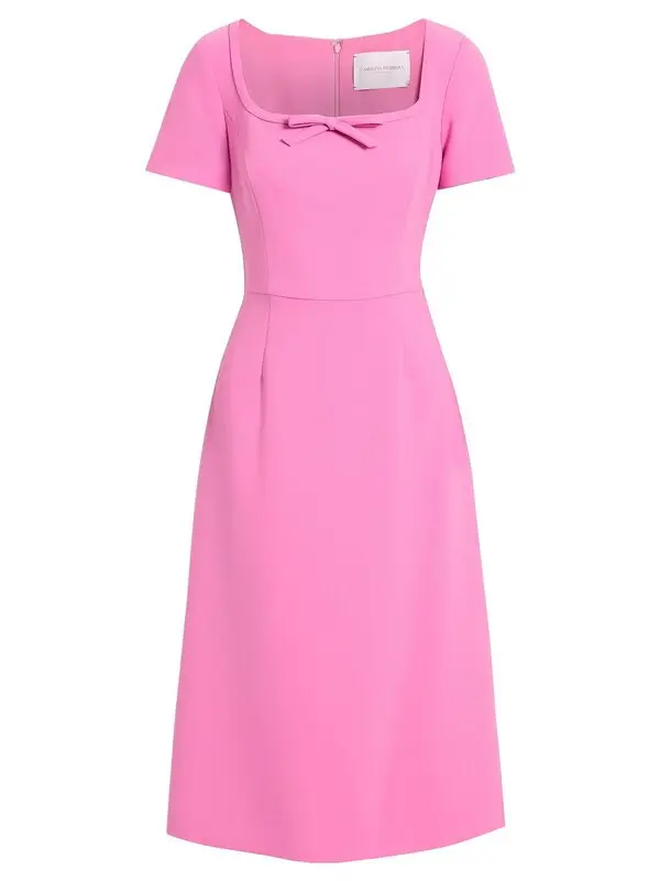 Carolina Herrera Bow-detailed Crepe Midi Dress - Pink