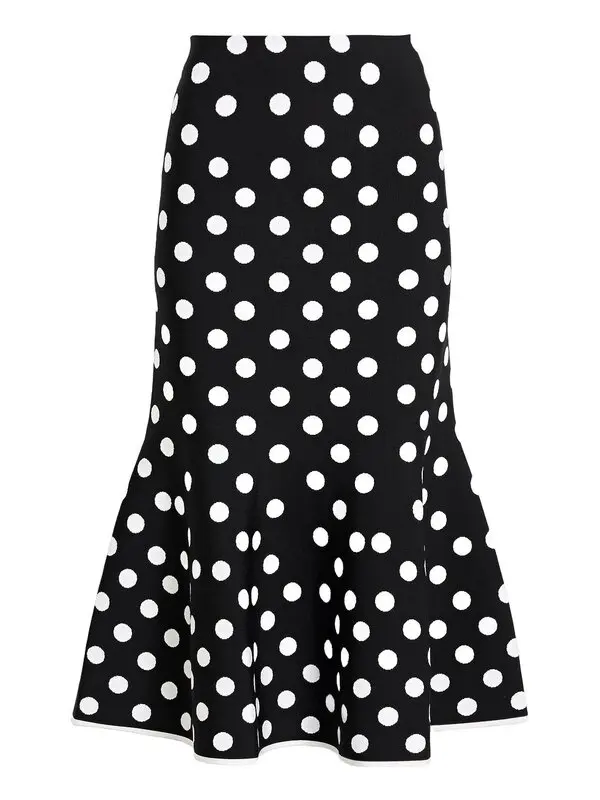 Carolina Herrera Polka Dot Intarsia-knit Midi Skirt - Black