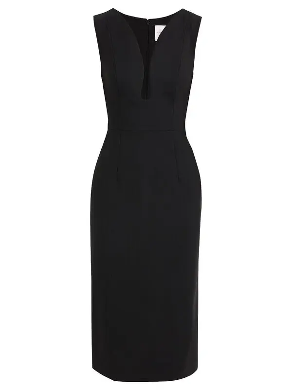 Carolina Herrera Grain De Poudre Wool-blend Midi Dress - Black