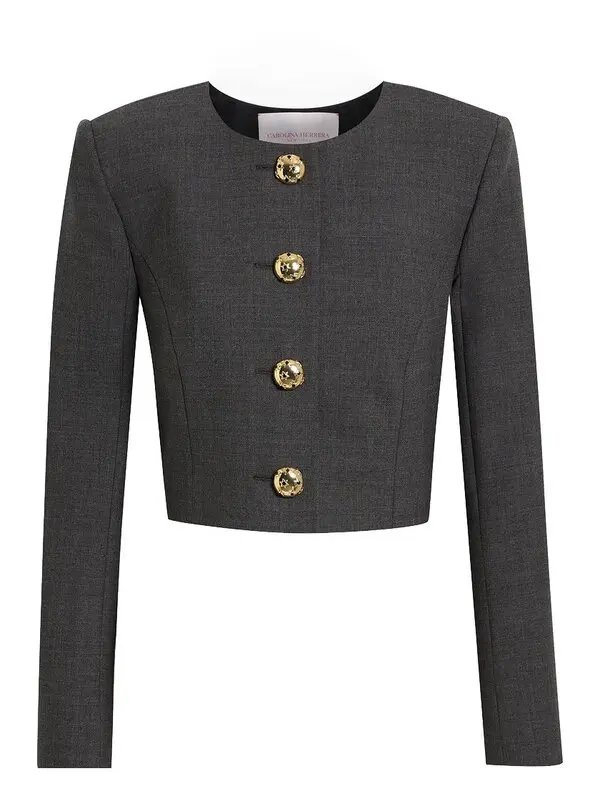 Carolina Herrera Cropped Wool-blend Jacket - Dark Gray