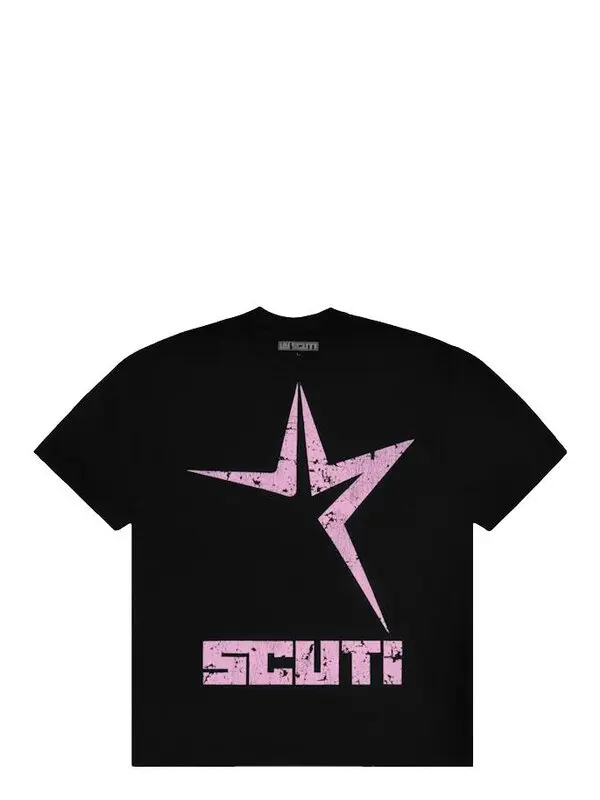 SP5DER X Uy Scuti Pink Star Tee Shirt - Black